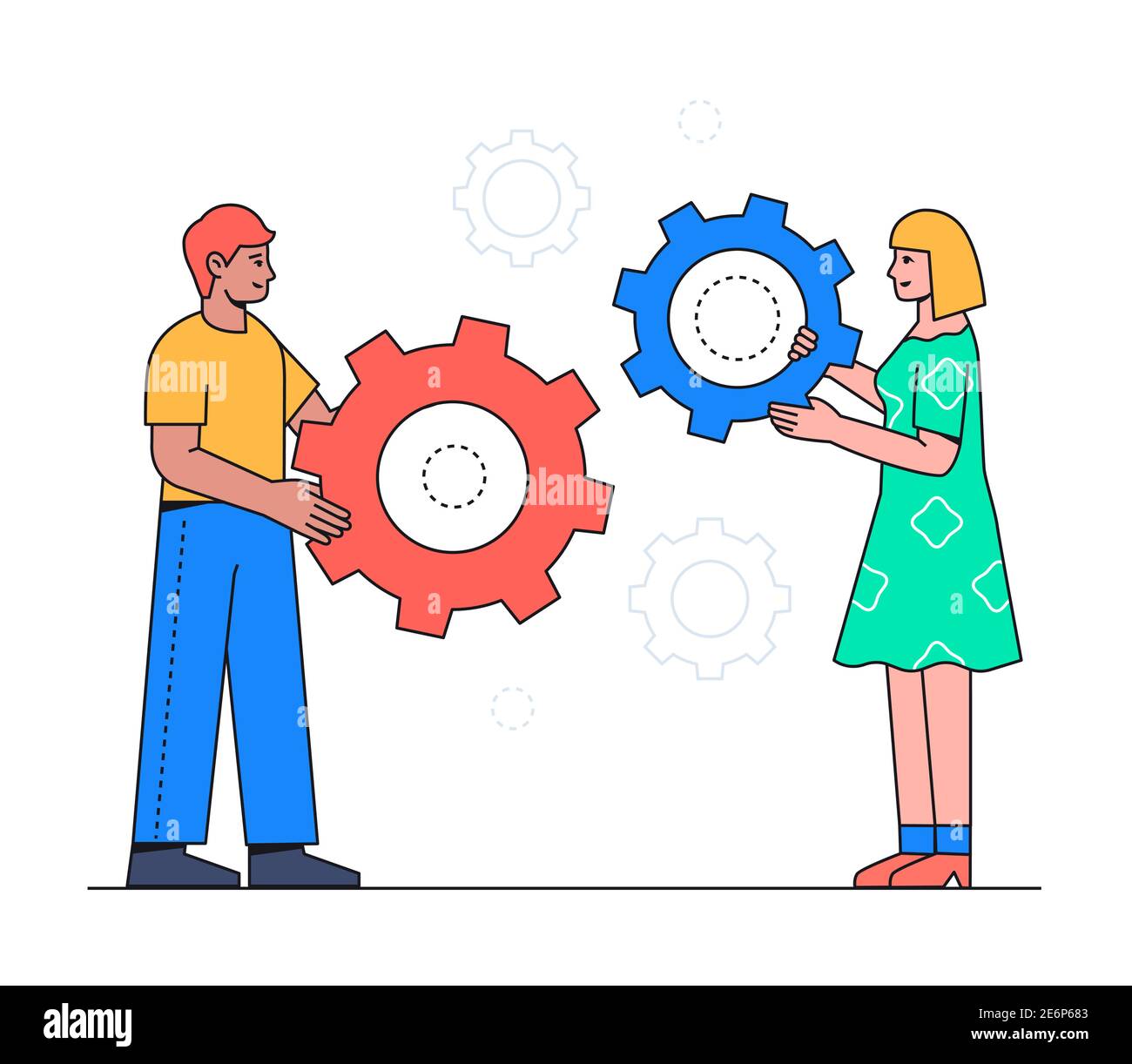 Business solutions - colorful flat design style illustration with line ...