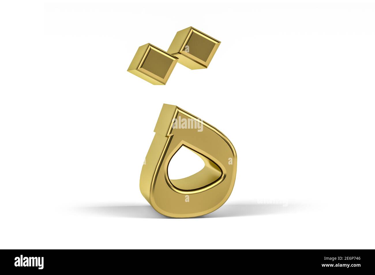 Golden Arabic letter - three dimensional Arabic letter isolated on ...