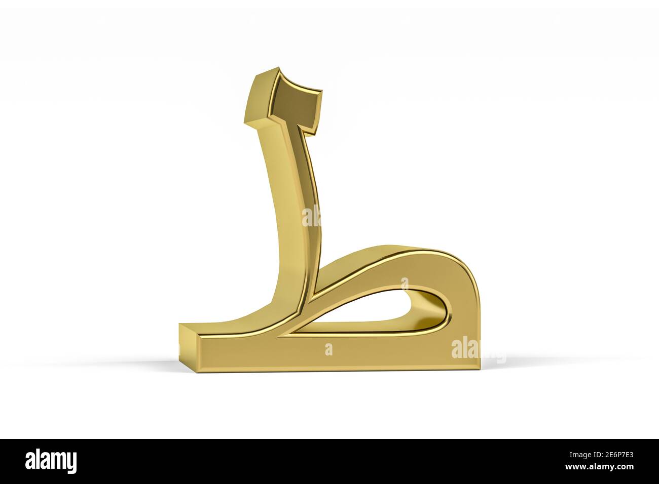 Golden Arabic letter - three dimensional Arabic letter isolated on ...