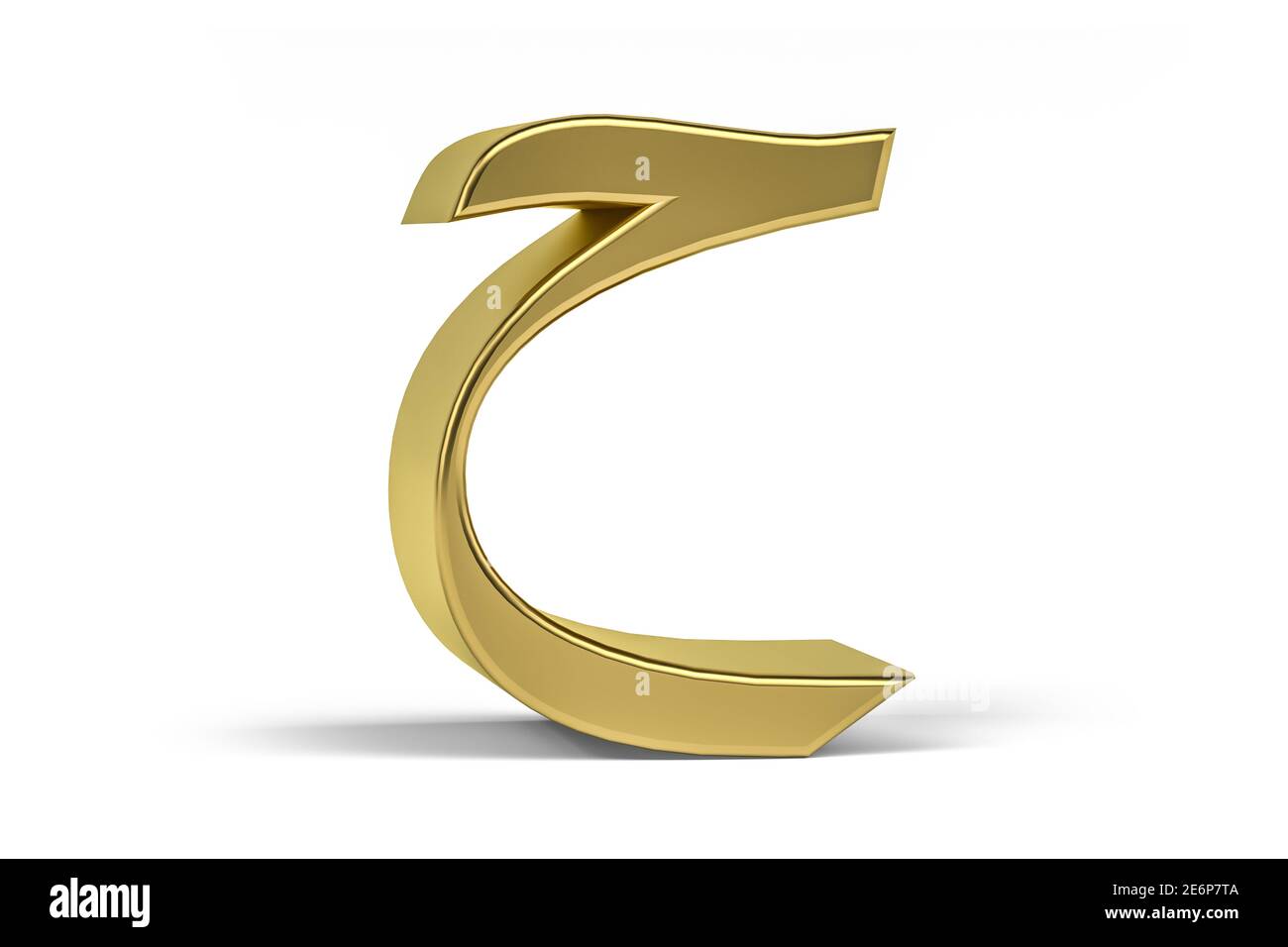 Golden Arabic letter - three dimensional Arabic letter isolated on ...