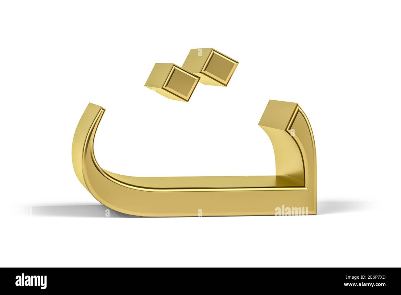 Golden Arabic letter - three dimensional Arabic letter isolated on ...