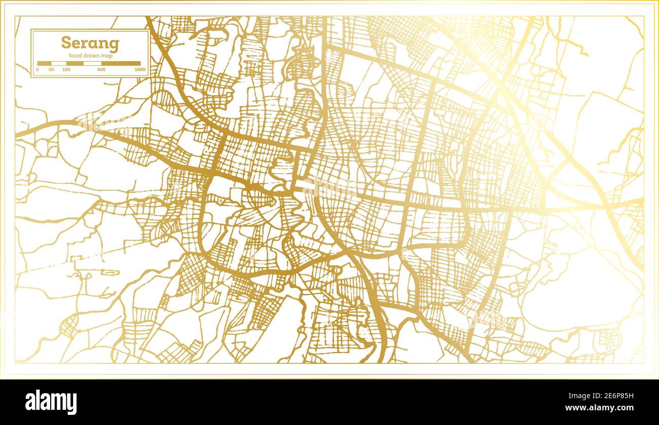 Serang Indonesia City Map in Retro Style in Golden Color. Outline Map ...