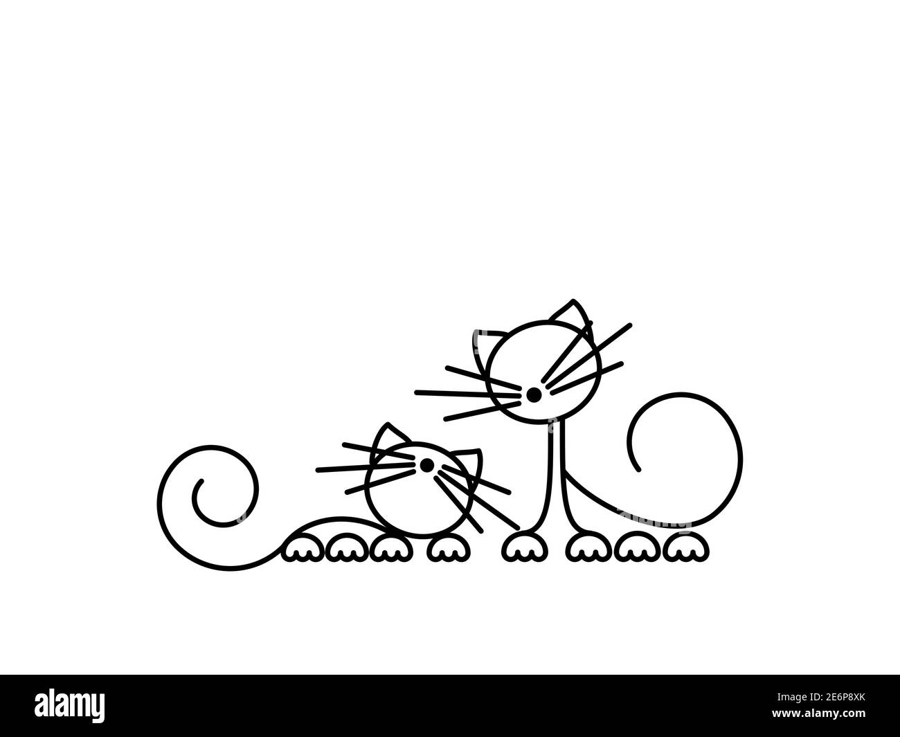 Happy Cats Silhouettes. Cat Print. Minimalist Art. Vector illustration ...