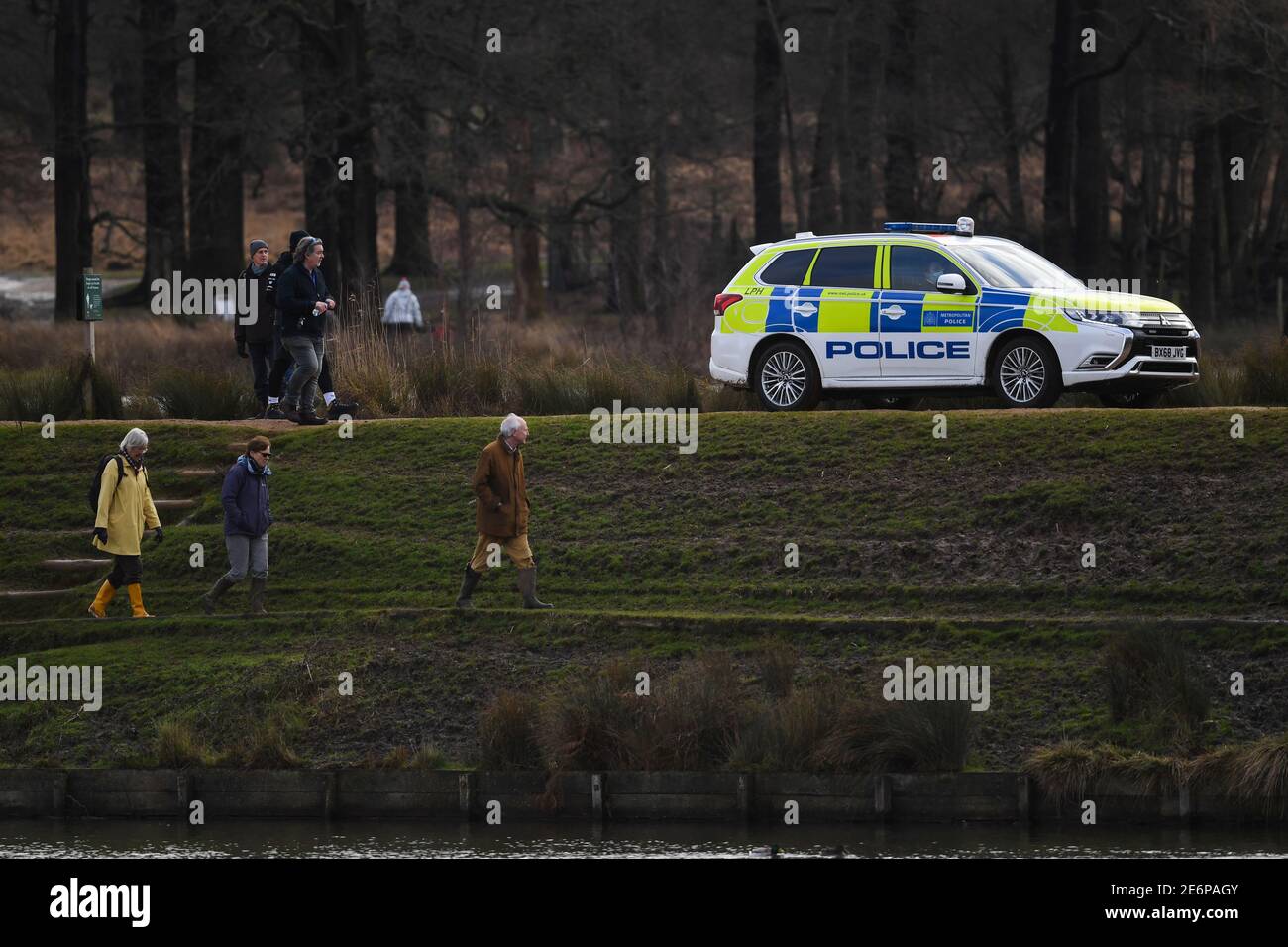 Police patrol Richmond Park in London. Picture date: Friday January 28 ...