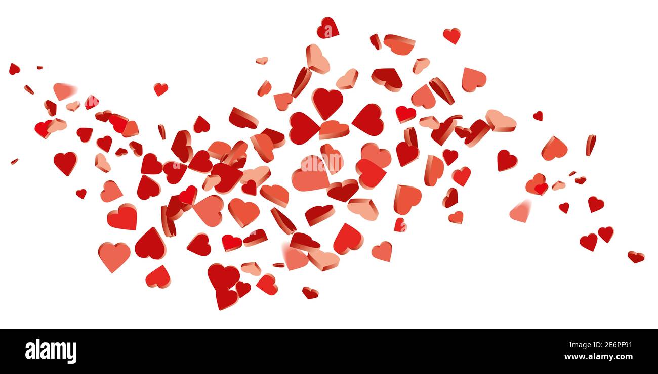 Rain of love hearts illustration Stock Photo - Alamy