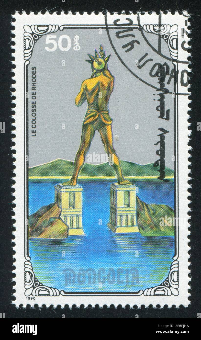MONGOLIA - CIRCA 1990: stamp printed by Mongolia, shows statue of ...