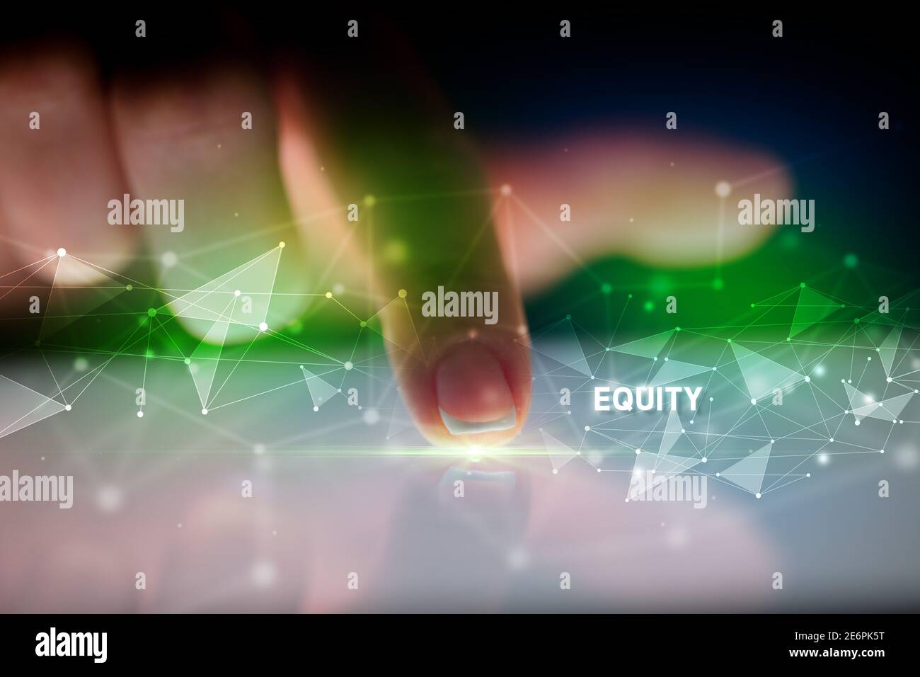 Finger touching tablet with EQUITY inscription, business concept Stock ...