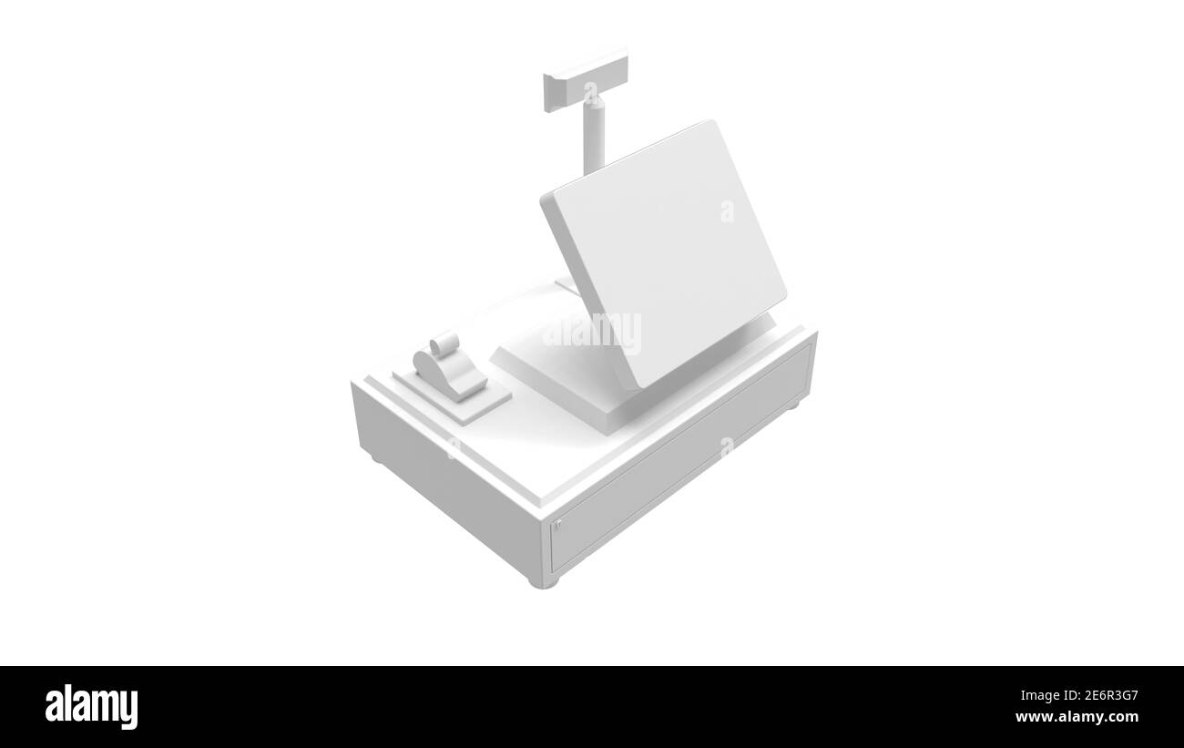 3D rendering of a cash register point of sale payment system machine ...