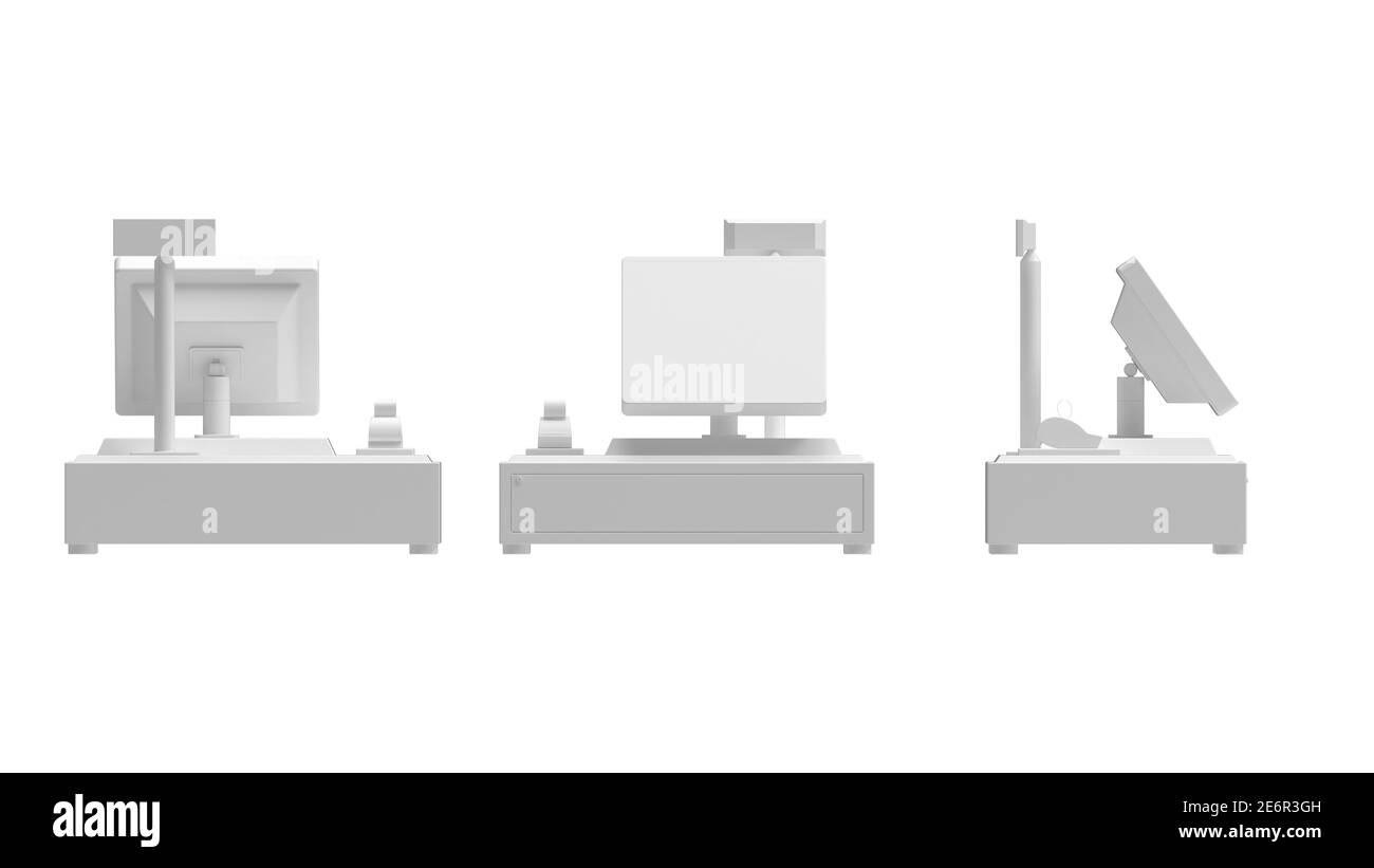 Illustration of a cash register with a monitor hi-res stock photography ...