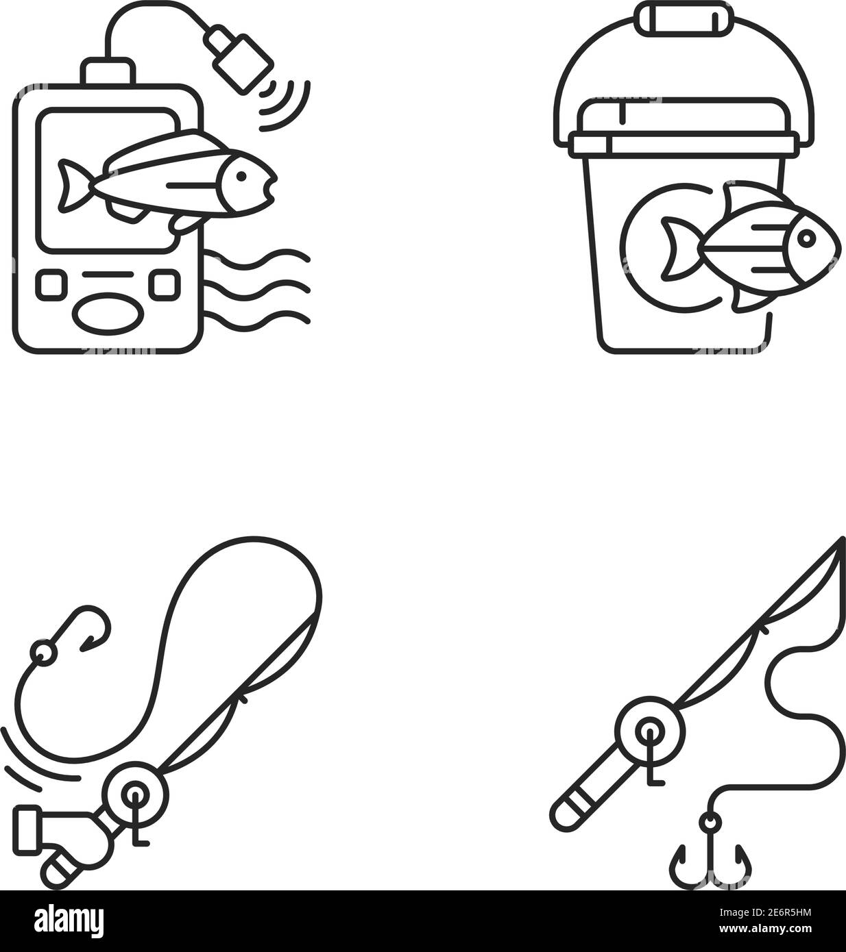 Tools for fishing linear icons set Stock Vector Image & Art - Alamy