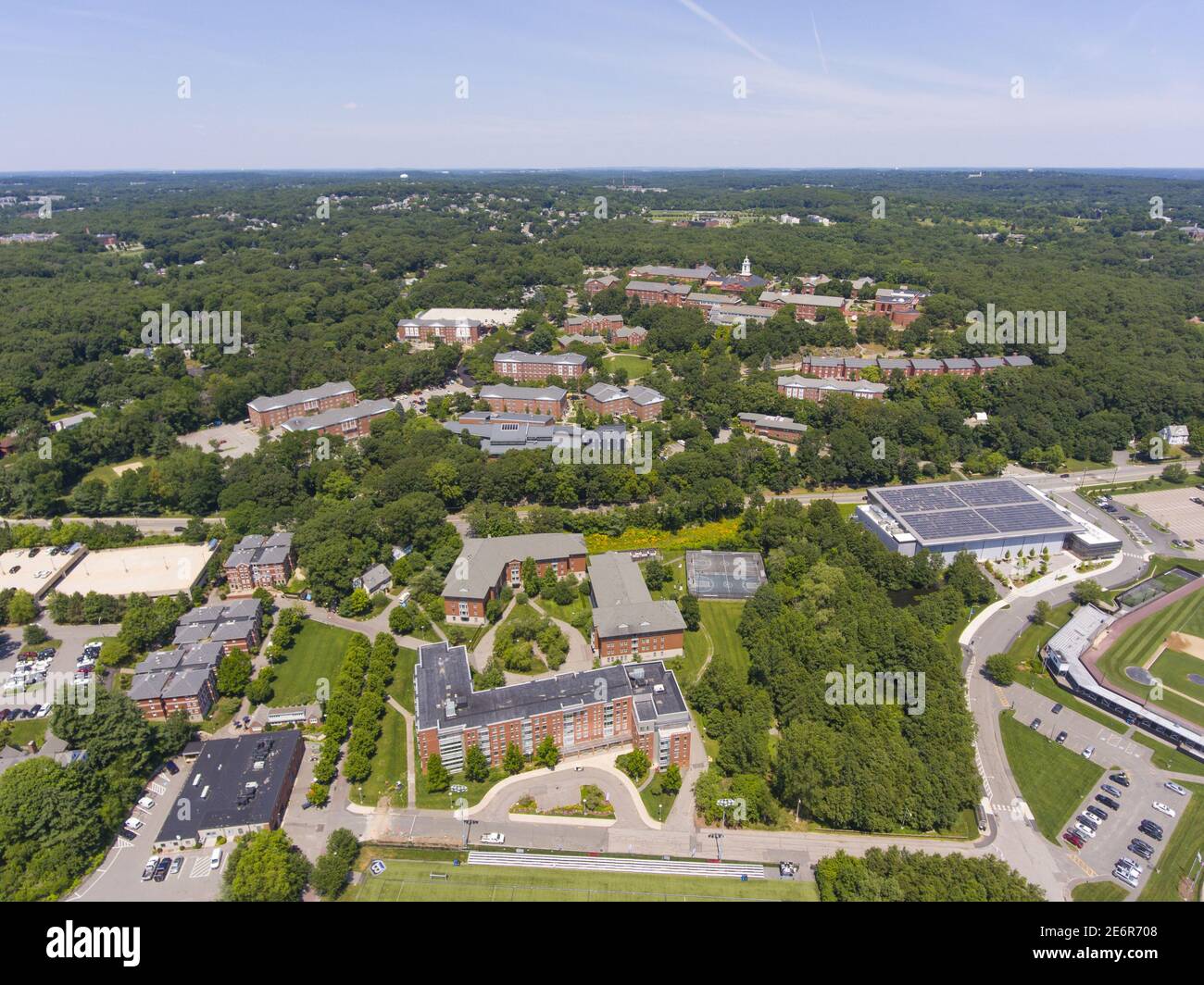 Bentley University main campus aerial view in downtown Waltham ...