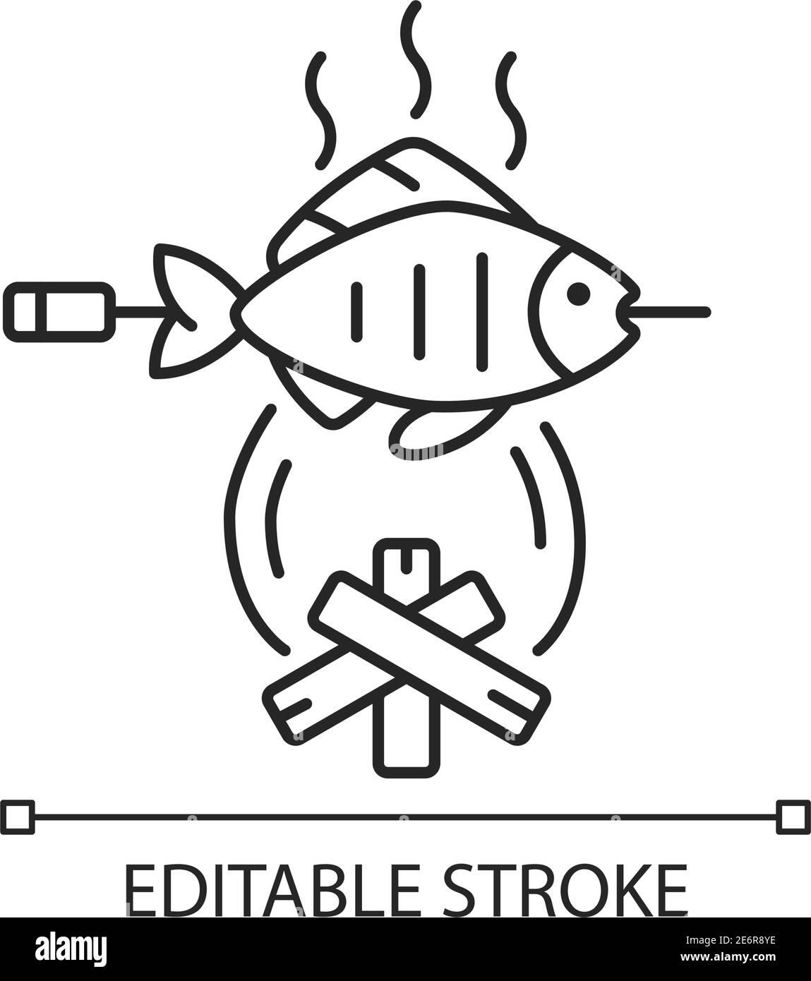 Cooking freshly caught fish linear icon Stock Vector Image & Art - Alamy