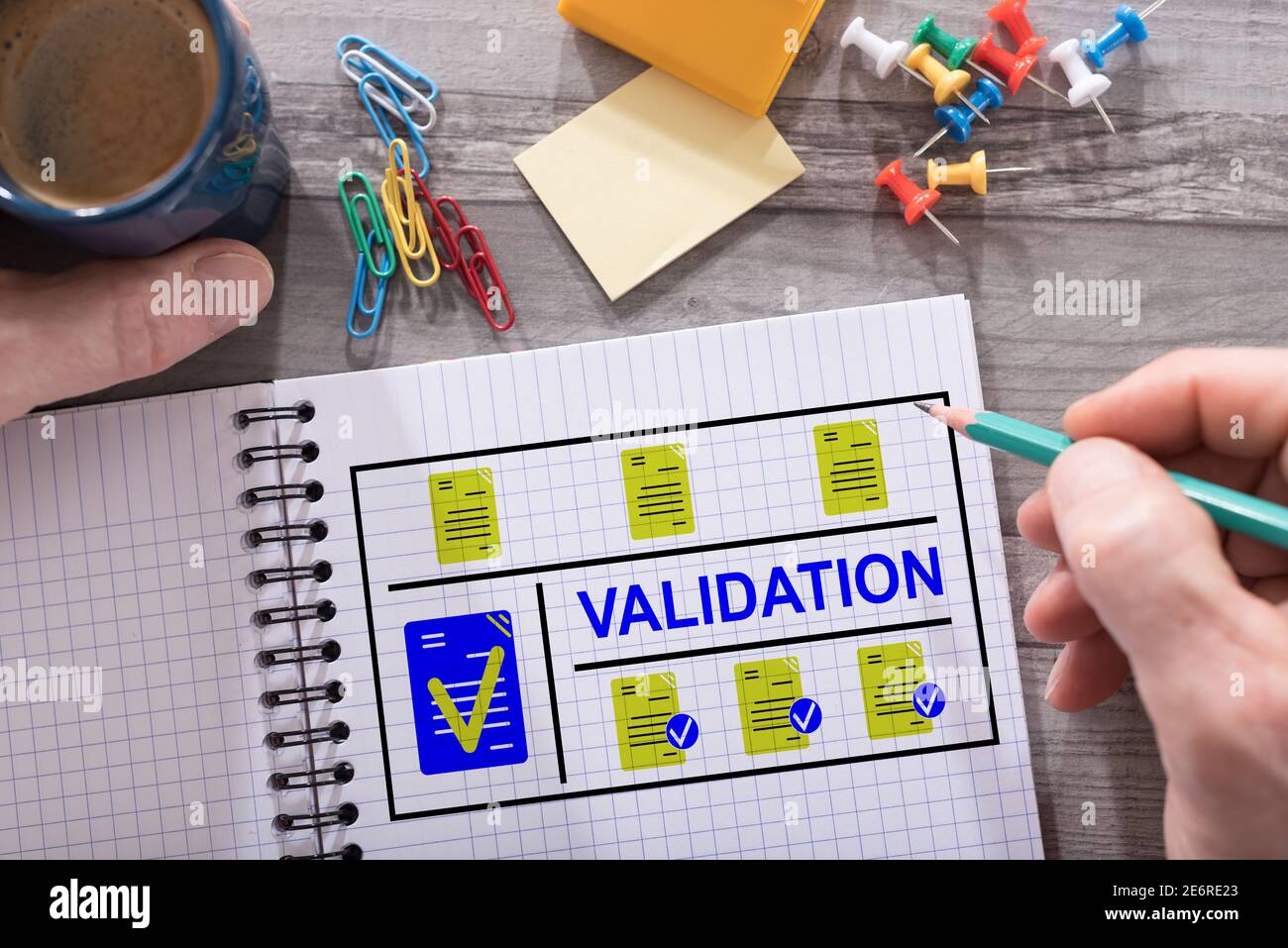 Validation concept drawn on a notepad placed on a desk Stock Photo - Alamy