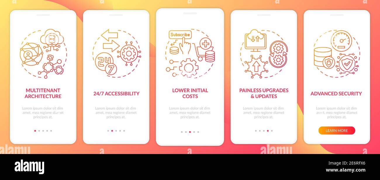 SaaS advantages onboarding mobile app page screen with concepts Stock Vector Image & Art - Alamy