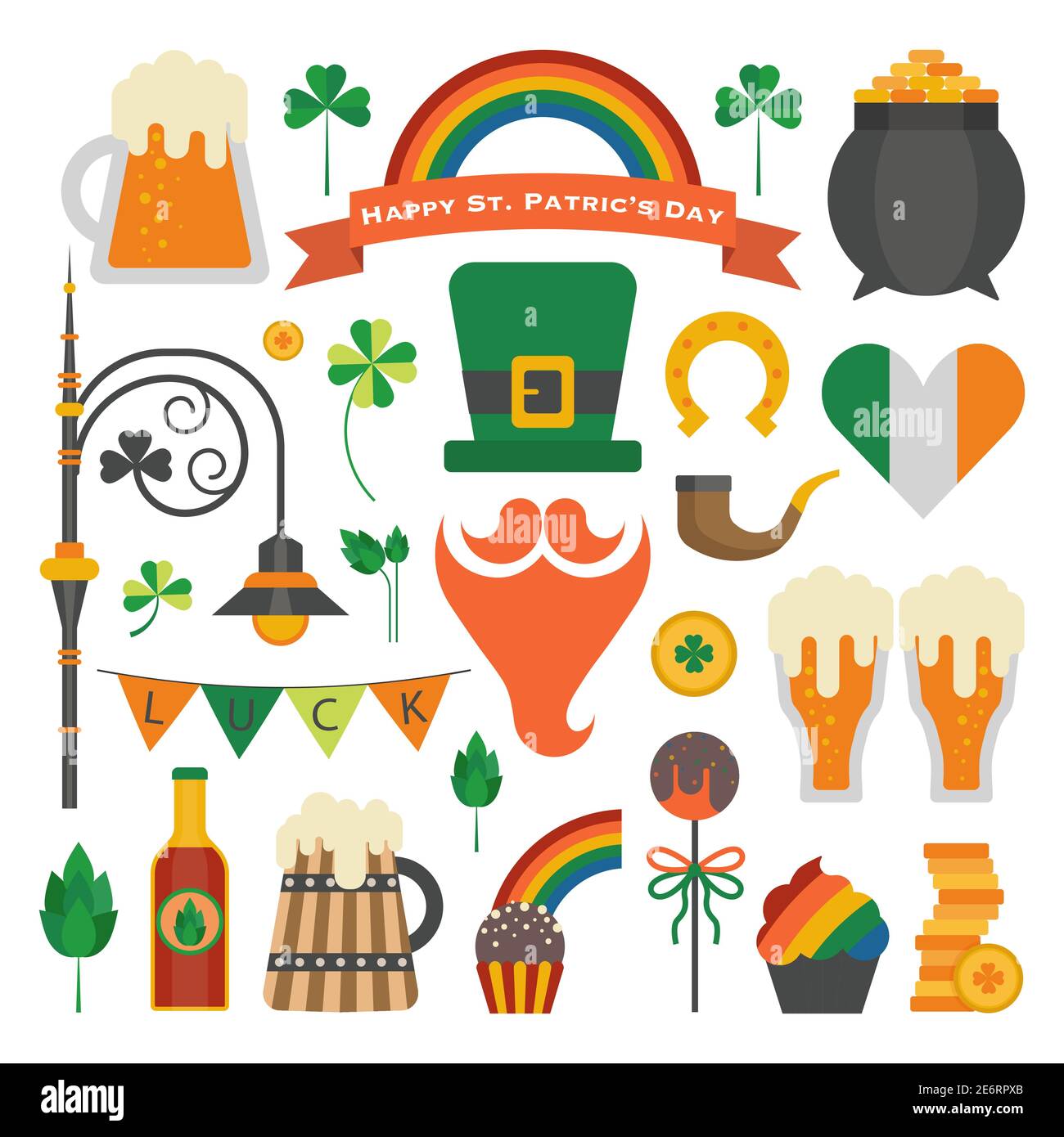 Saint Patrick Day Icon Set in Flat Stock Vector Image & Art - Alamy