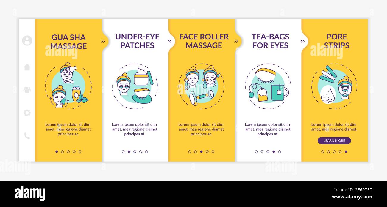 At-home facial treatment procedures onboarding vector template Stock ...