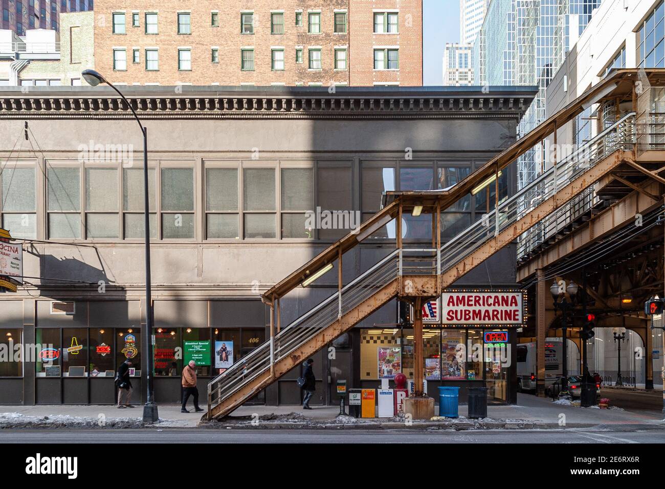 South Clark street vintage buildings downtown Chicago Stock Photo - Alamy
