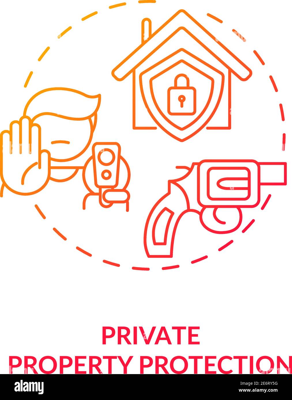 Private property protection red gradient concept icon Stock Vector ...