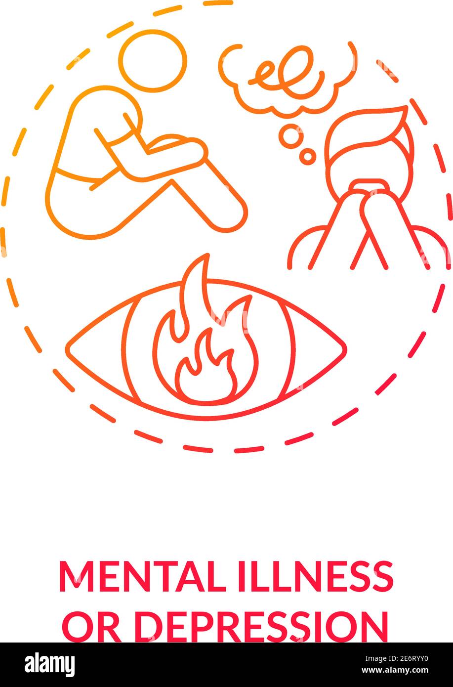 Mental illness or depression red gradient concept icon Stock Vector ...