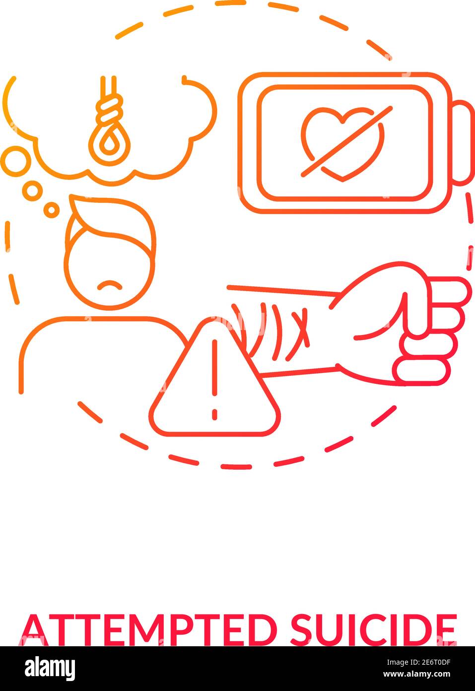 Attempted suicide red gradient concept icon Stock Vector Image & Art ...