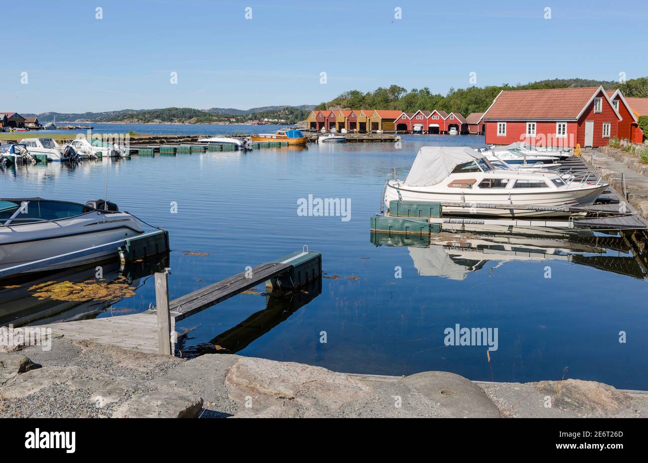 At the port of the beautiful fishing village Svenevig in Southern ...