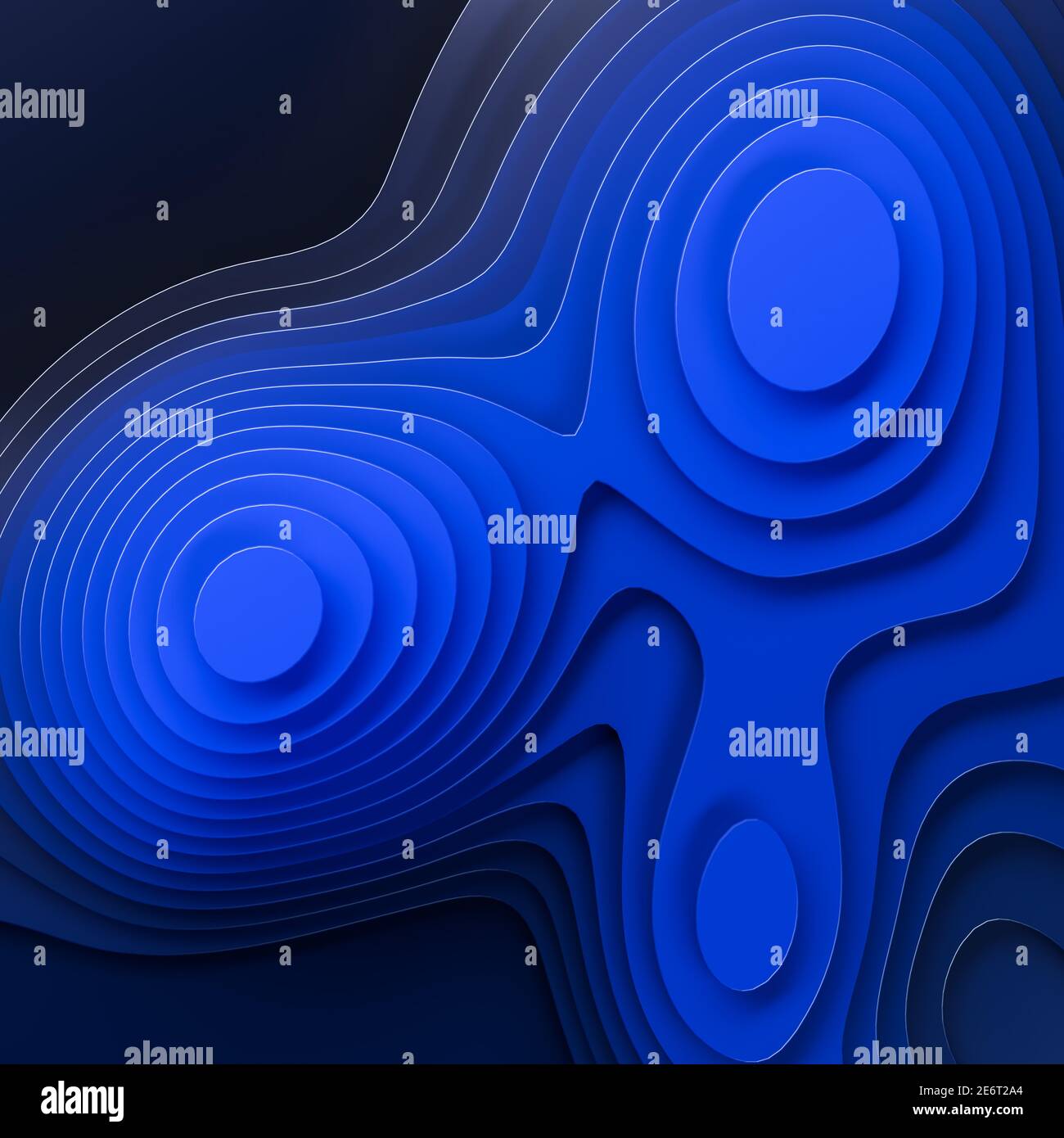 Layered paper cutout model mimicking a landscape with contour lines. 3d ...