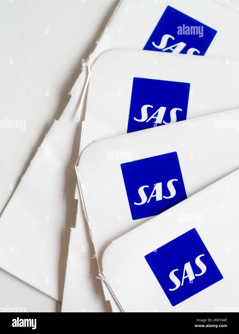 MOTALA, SWEDEN- 1 MAY 2014:Boarding pass, and airline ticket, from ...