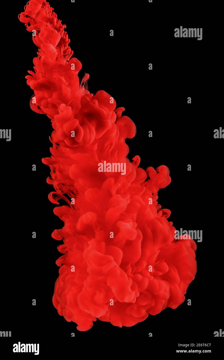 Red abstract background. Ink splashes in water on black Stock Photo - Alamy