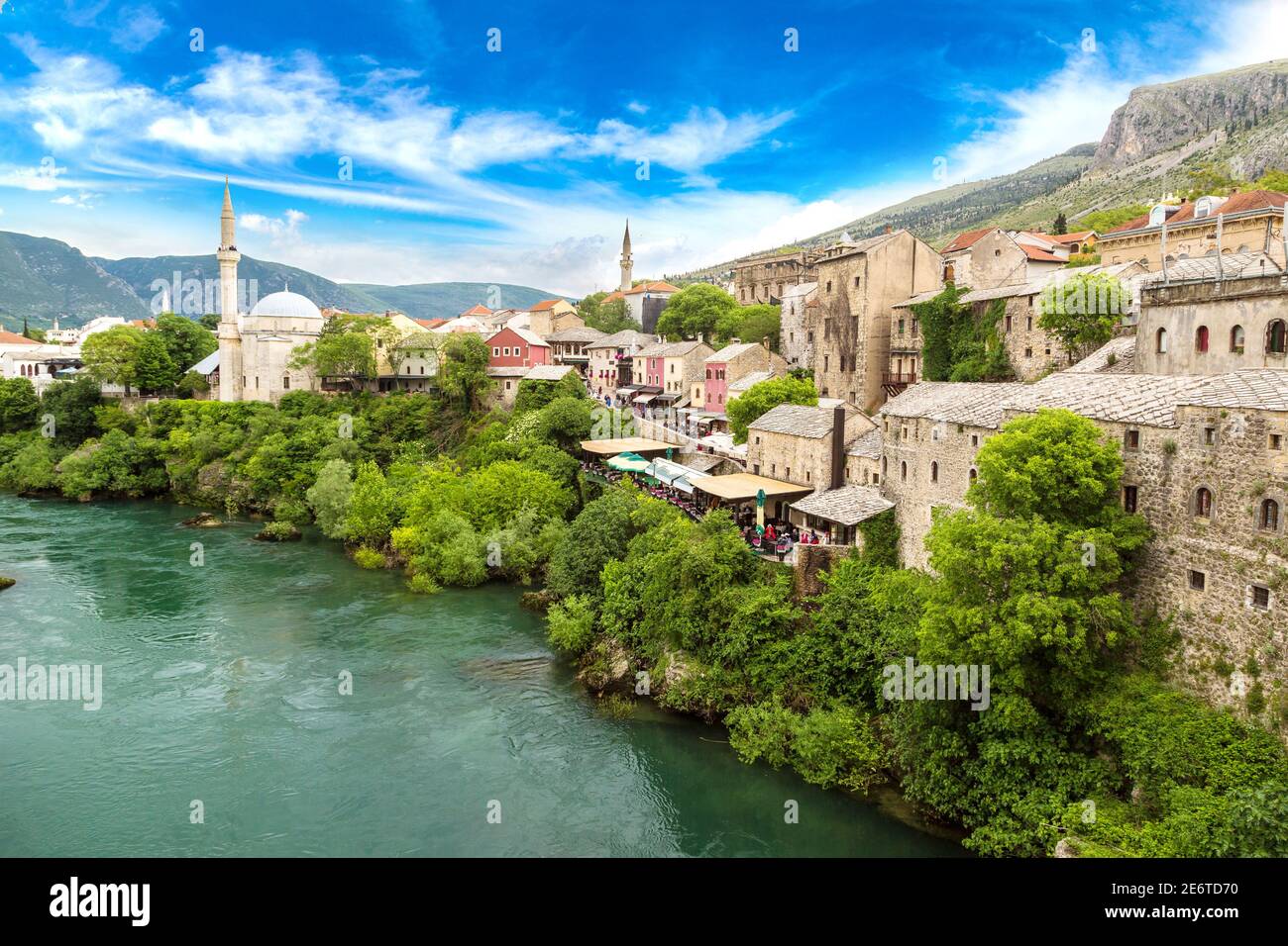 Historical center in Mostar in a beautiful summer day, Bosnia and ...