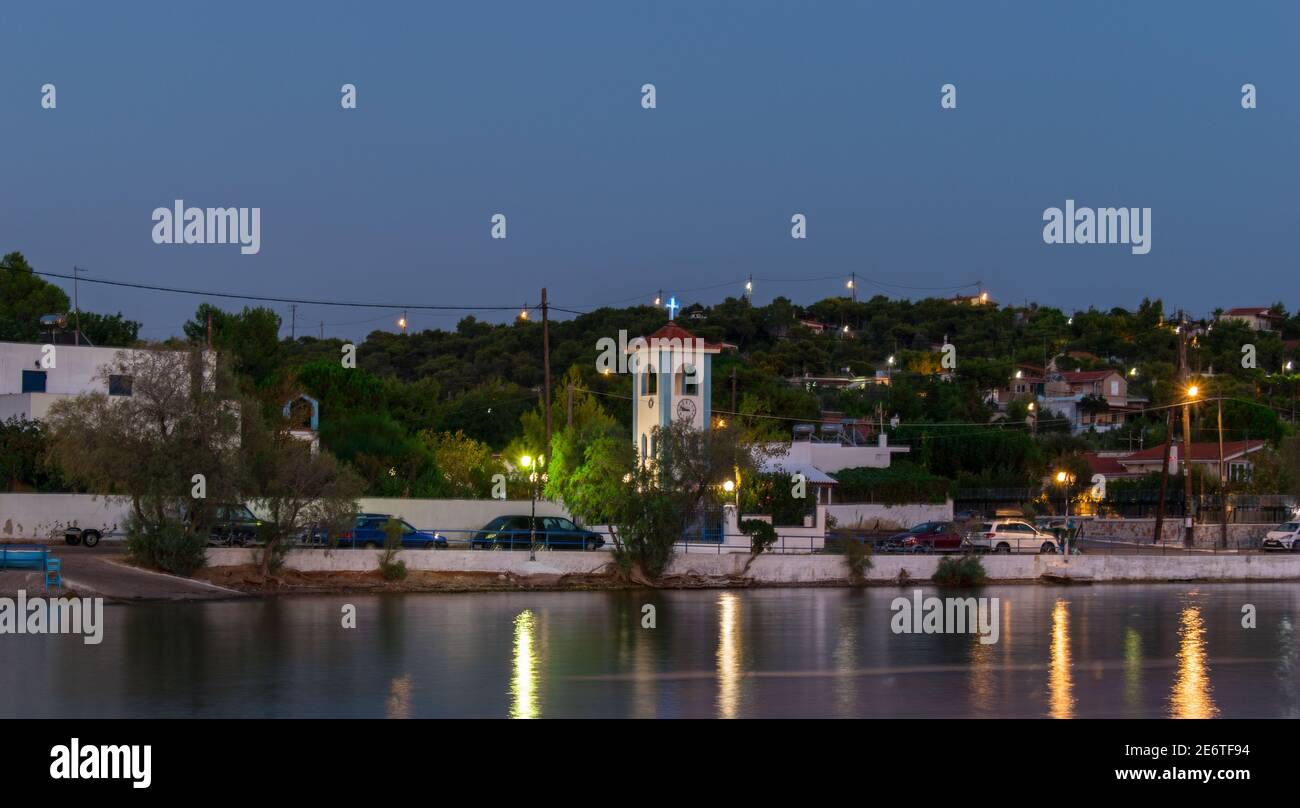 Salamina, Greece - August 16, 2020: Panorama of landscape view of a ...