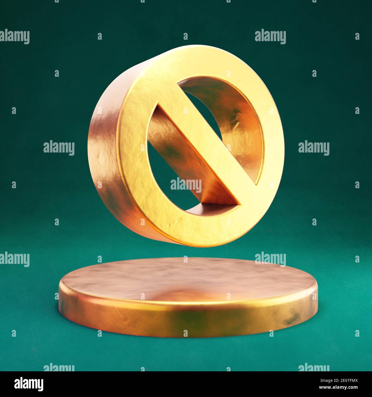 Ban icon. Fortuna Gold Ban symbol with Tidewater Green background ...