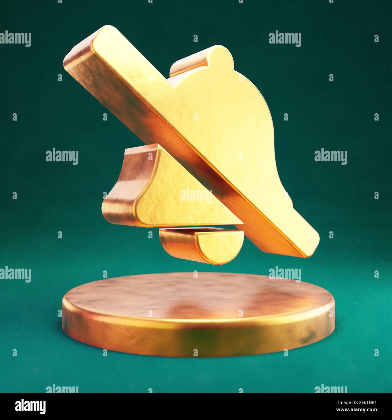 Bell Slash icon. Fortuna Gold Bell Slash symbol with Tidewater Green ...