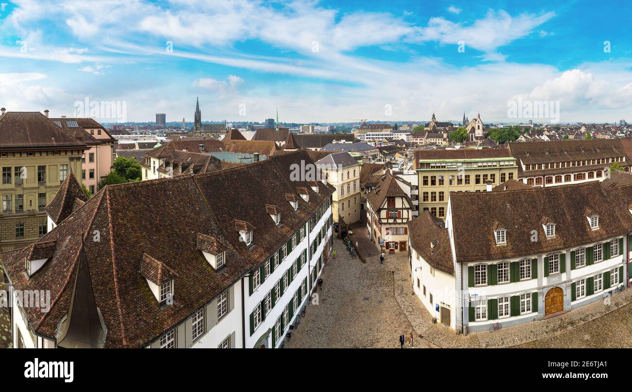 Panoramic aerial view of Basel in a beautiful summer day, Switzerland ...