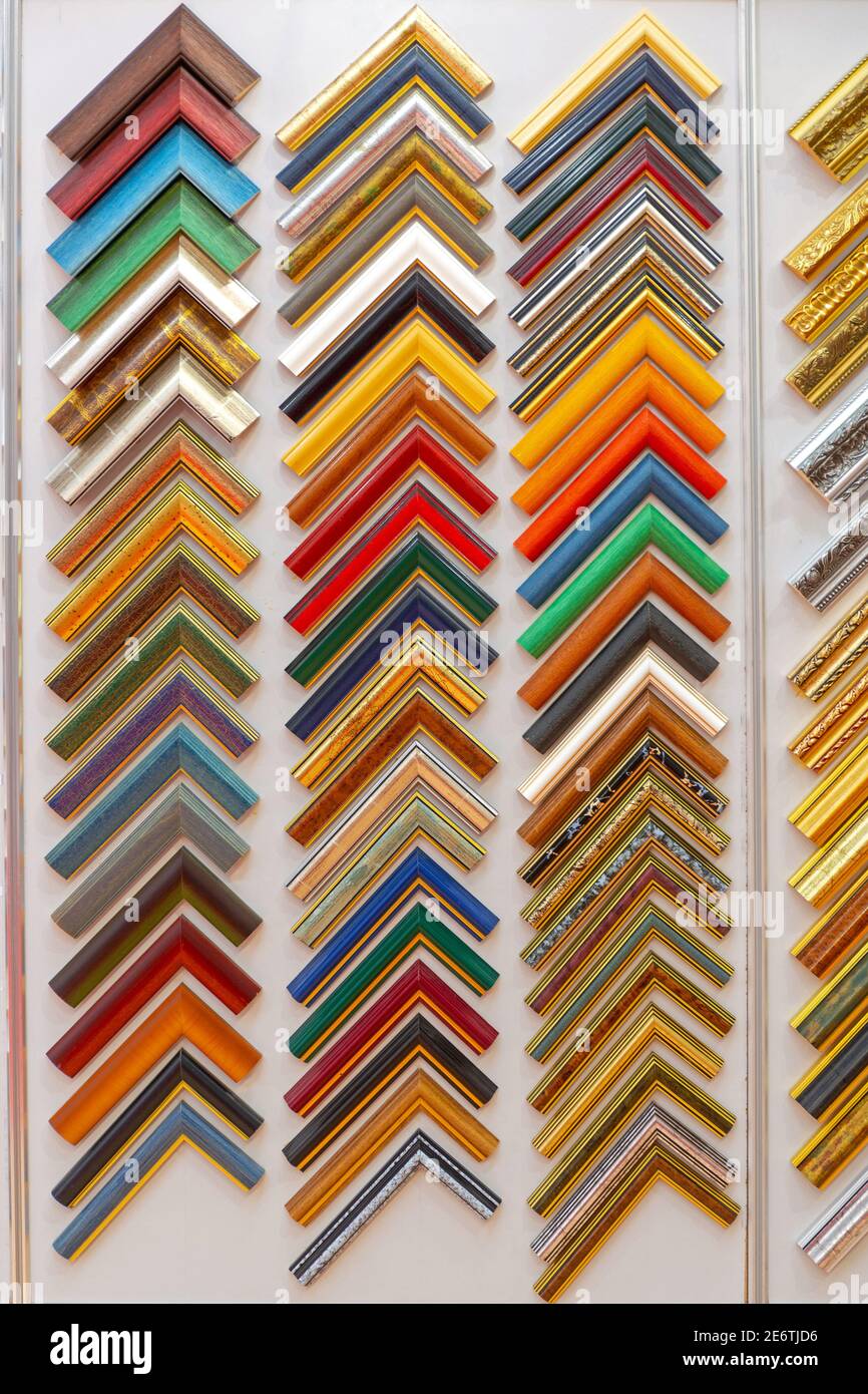 Picture Frame Corner Art Colour Samples at Wall Stock Photo - Alamy