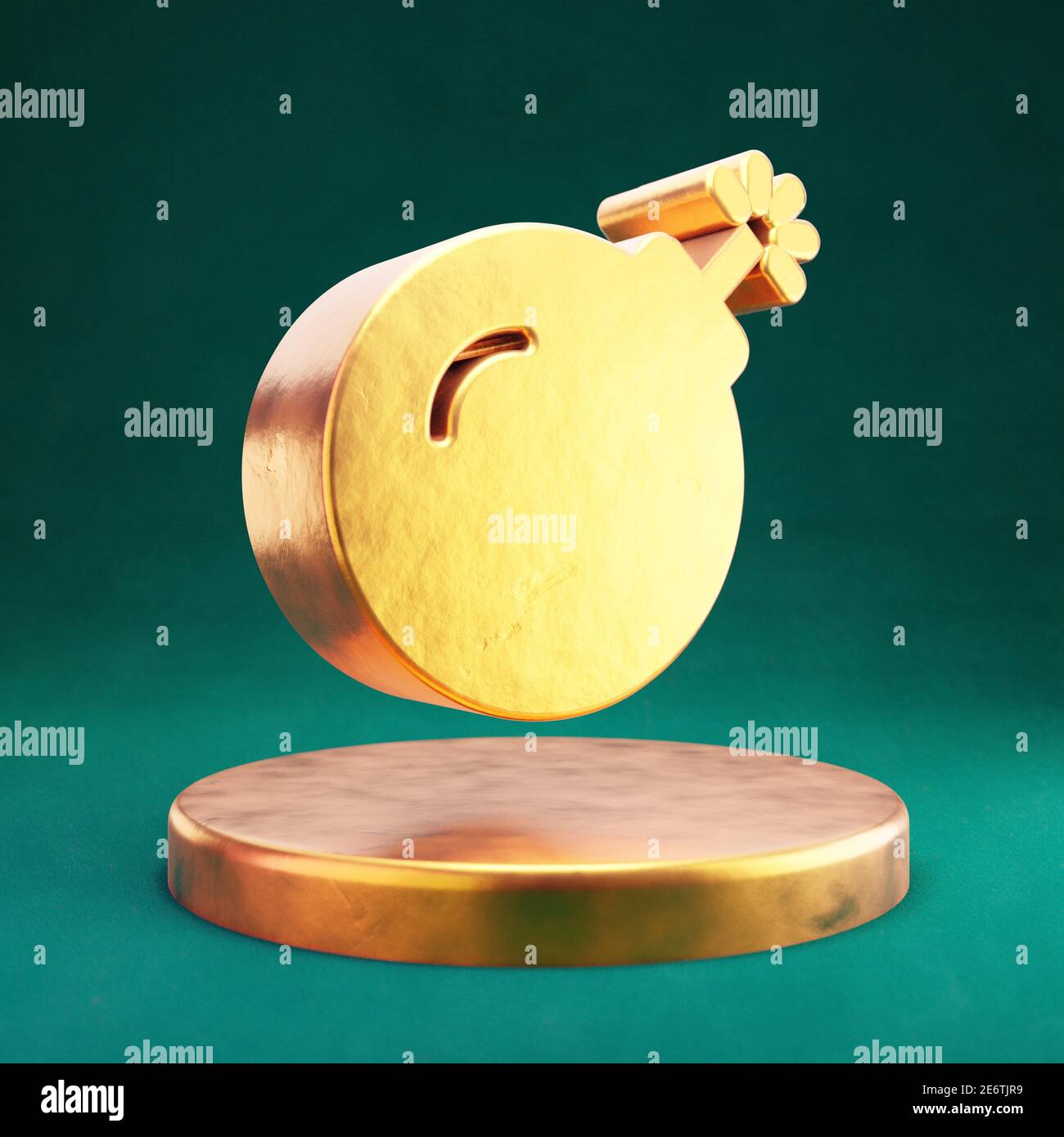 Bomb icon. Fortuna Gold Bomb symbol with Tidewater Green background ...