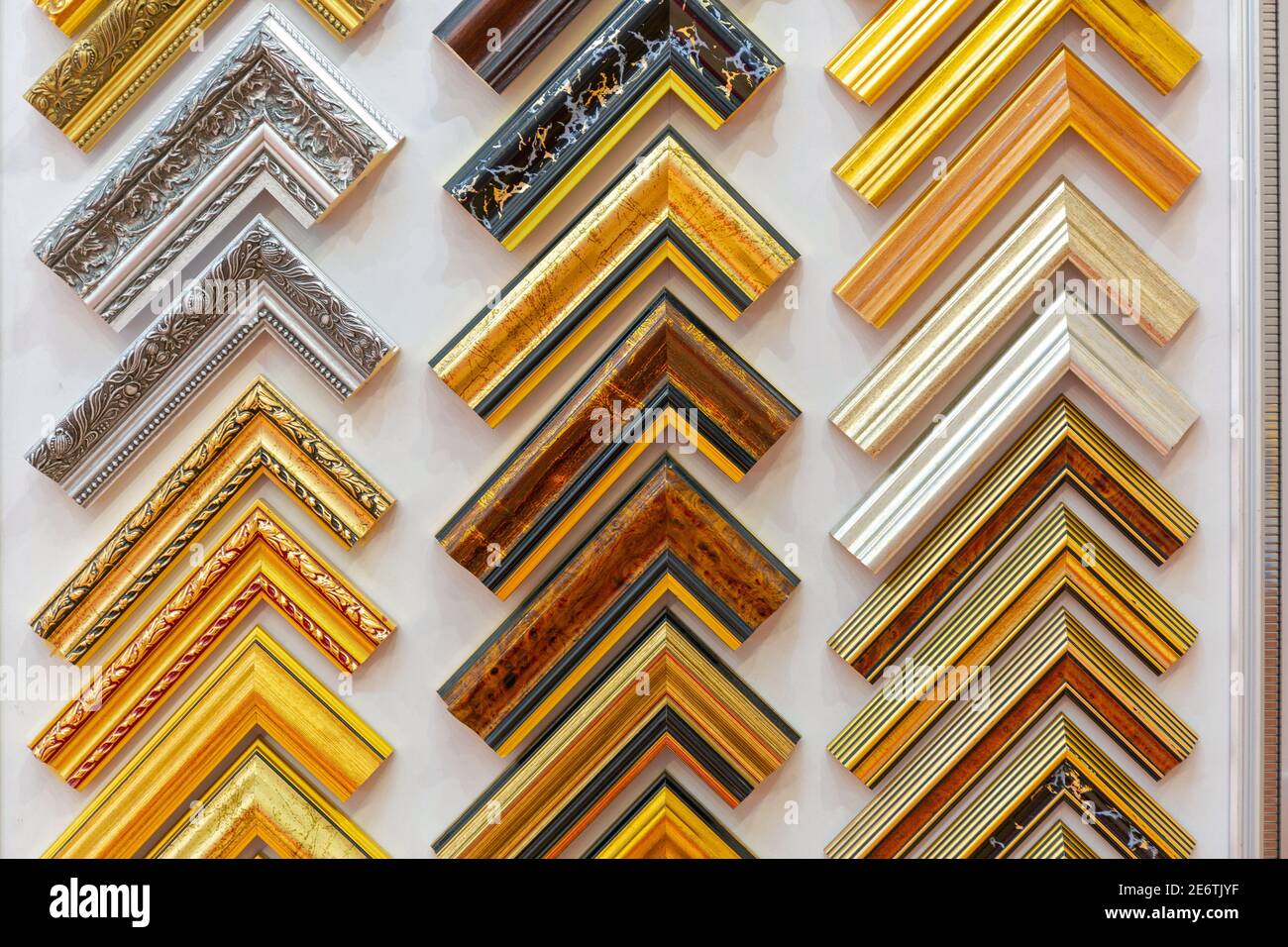 Gold Picture Frame Corner Art Colour Samples at Wall Stock Photo - Alamy