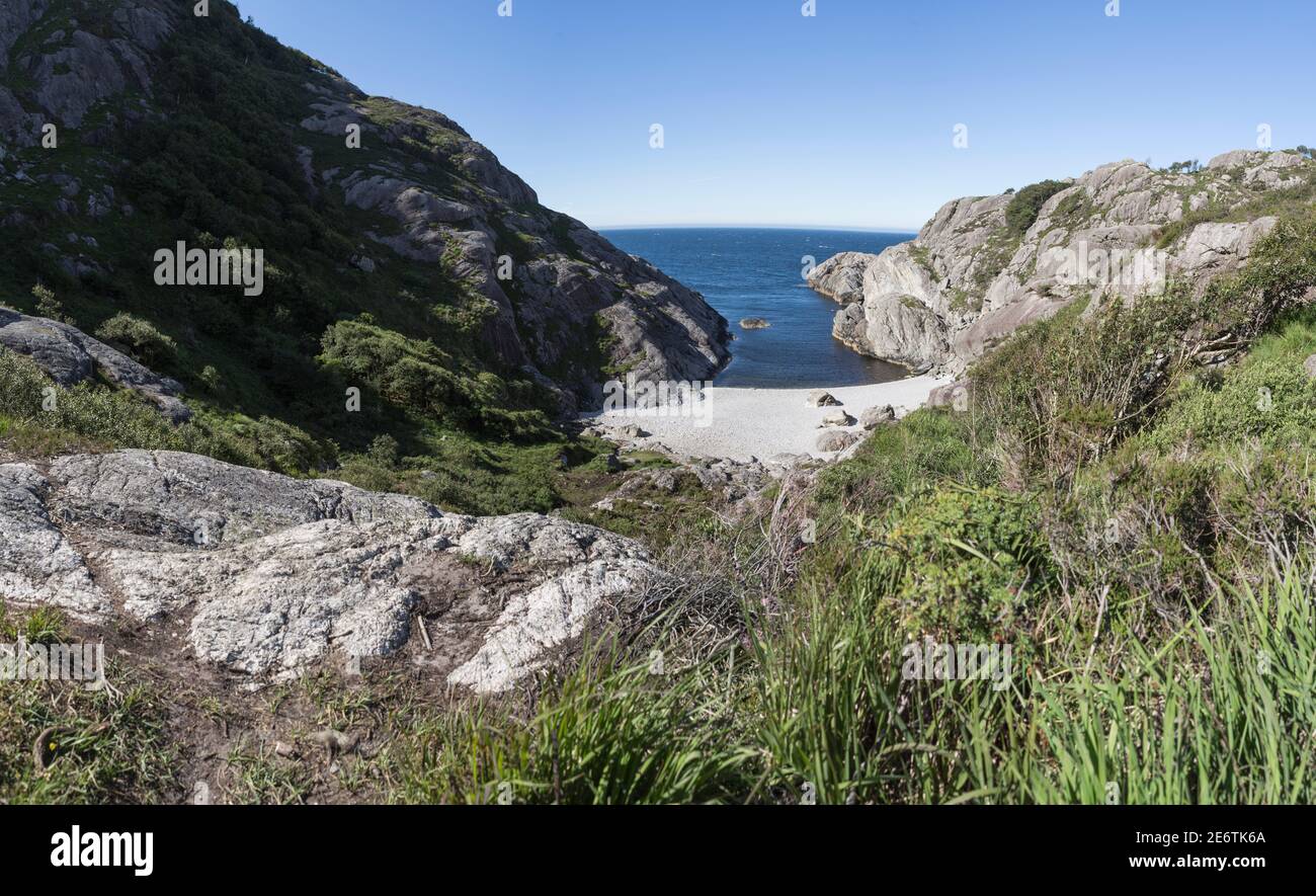 Sandvika bay and beach at Brufjell mountain in Southern Norway Stock ...