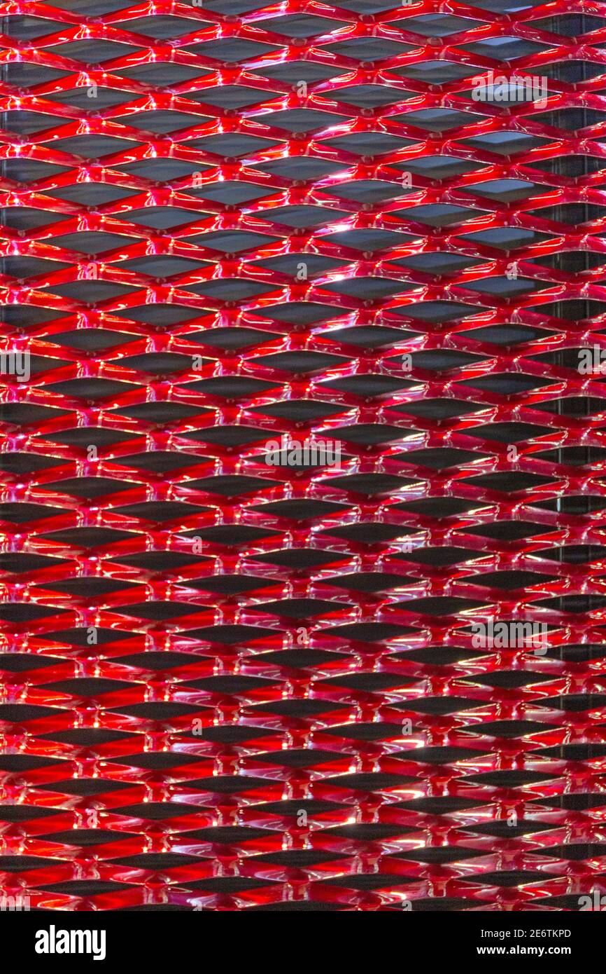 Red Colour Steel Metal Mesh Structure for Industry Stock Photo - Alamy