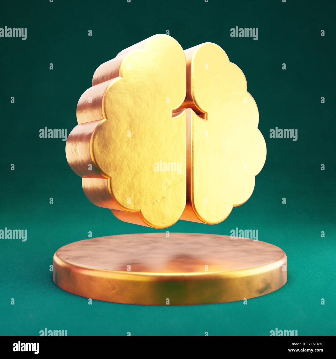 Brain icon. Fortuna Gold Brain symbol with Tidewater Green background ...