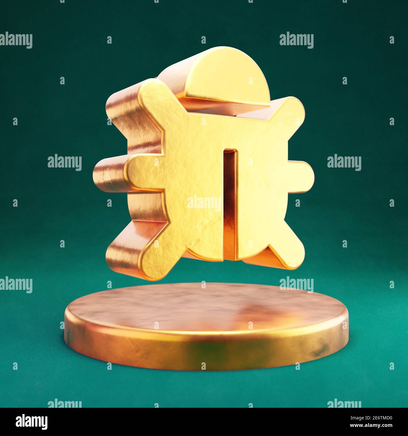 Bug icon. Fortuna Gold Bug symbol with Tidewater Green background ...