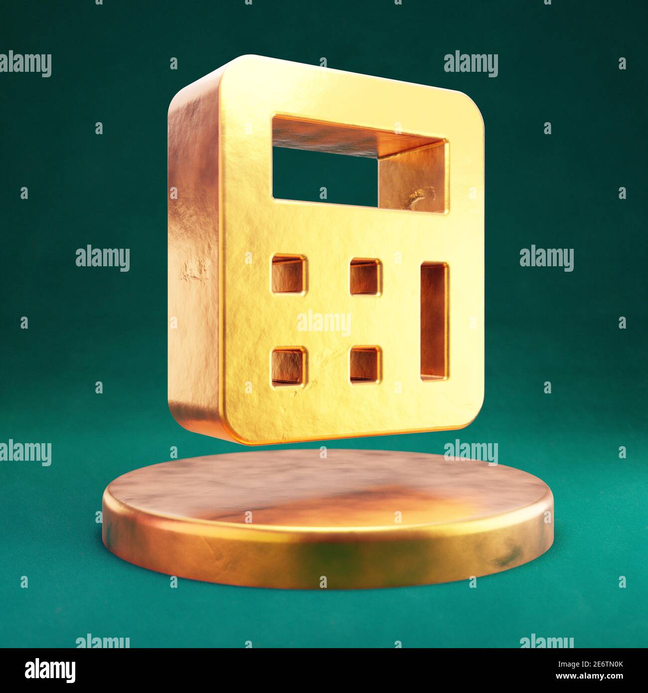Calculator icon. Fortuna Gold Calculator symbol with Tidewater Green ...