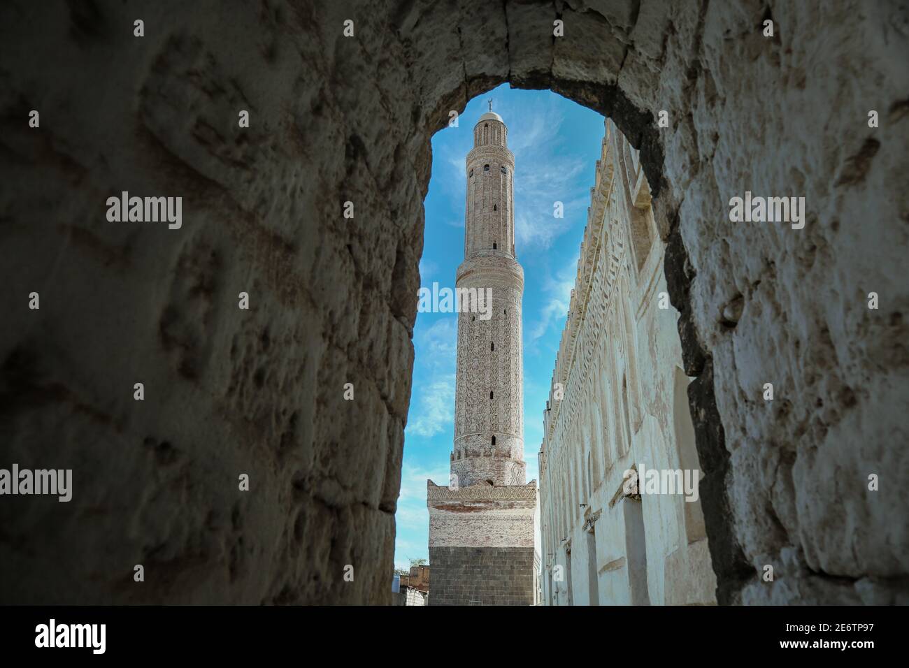 Taiz / Yemen - 19 Nov 2019: Al-Mudhafar Mosque and School is one of the ...