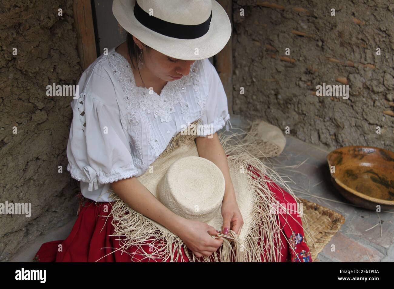 Manual Panama Hat weaving process Stock Photo - Alamy