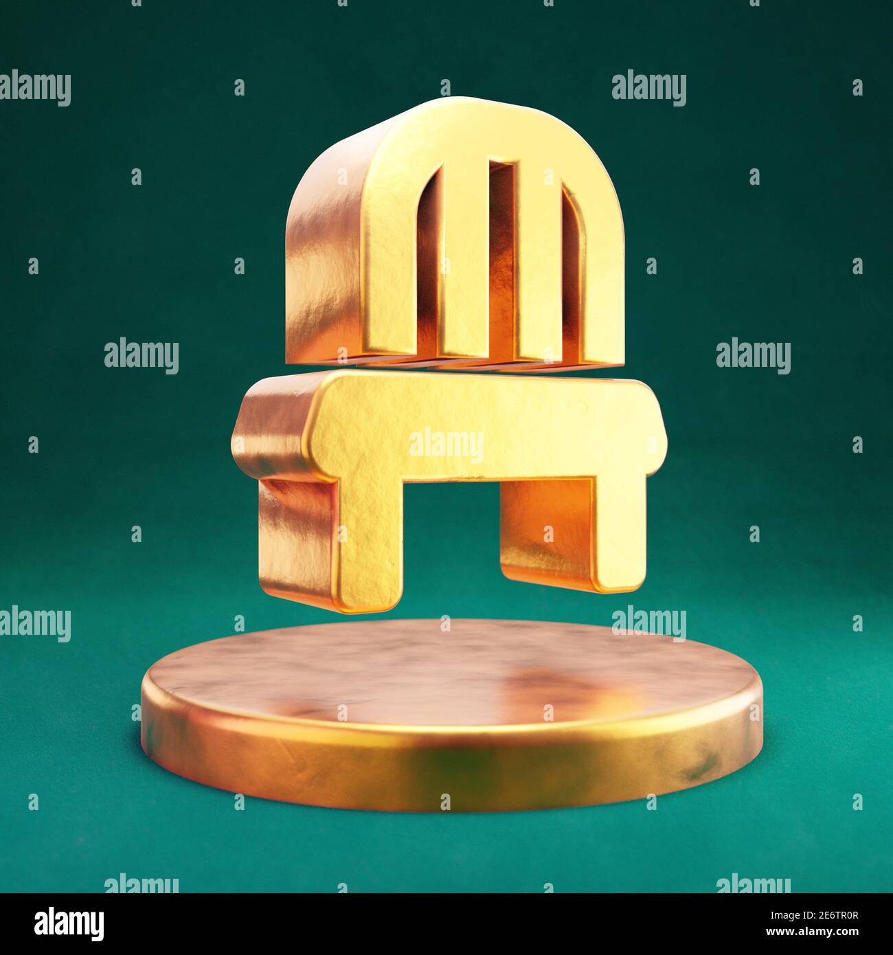 Chair icon. Fortuna Gold Chair symbol with Tidewater Green background ...