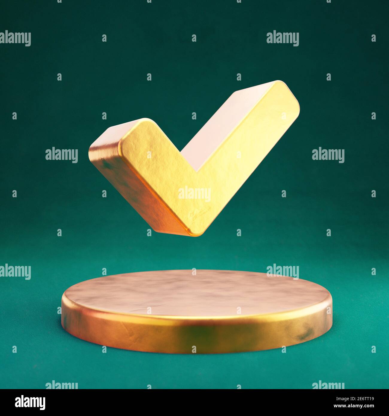 Check icon. Fortuna Gold Check symbol with Tidewater Green background ...