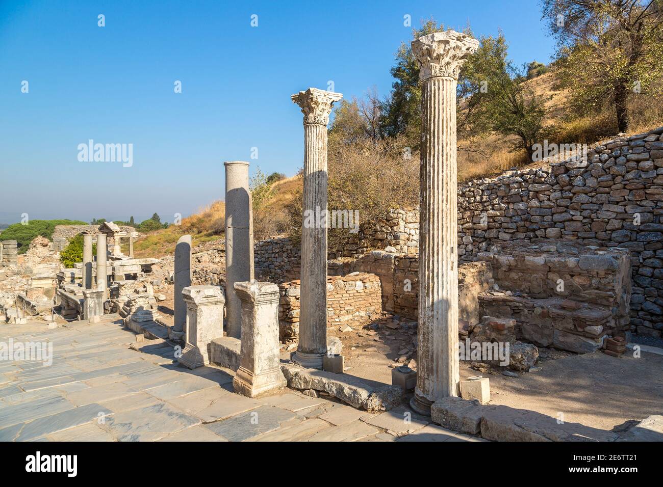 Ruins of the ancient city Ephesus, the ancient Greek city in Turkey, in ...