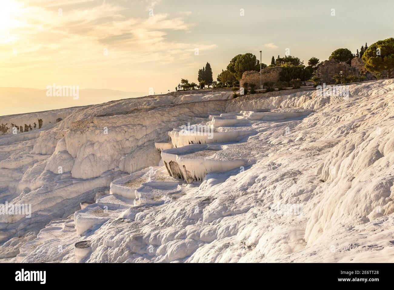 Travertine pools and terraces in Pamukkale, Turkey in a beautiful ...