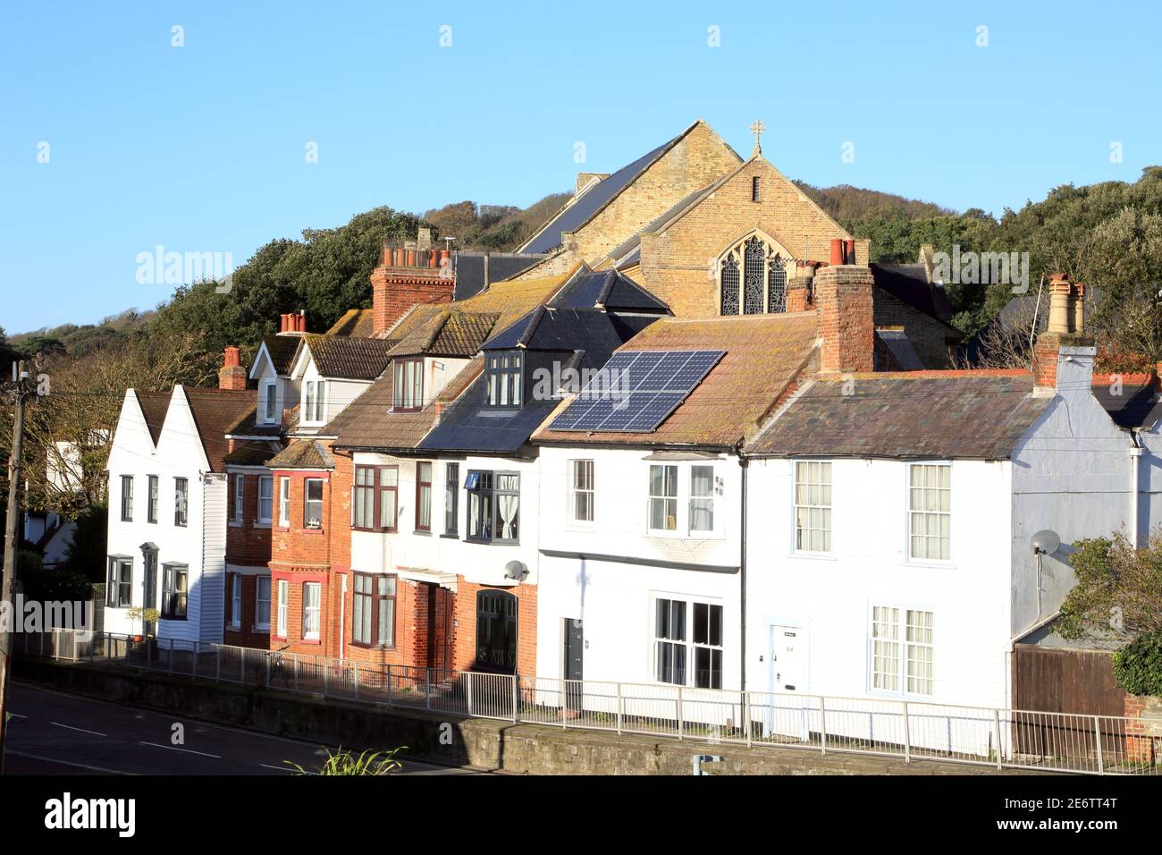 Houses on Sandgate Hill, Sandgate, Folkestone, Kent, England, United ...