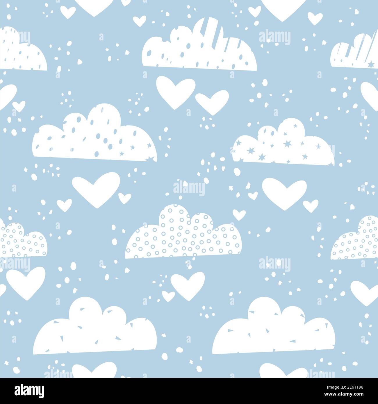 Clouds illustration. Seamless pattern with hand drawn elements for kids ...