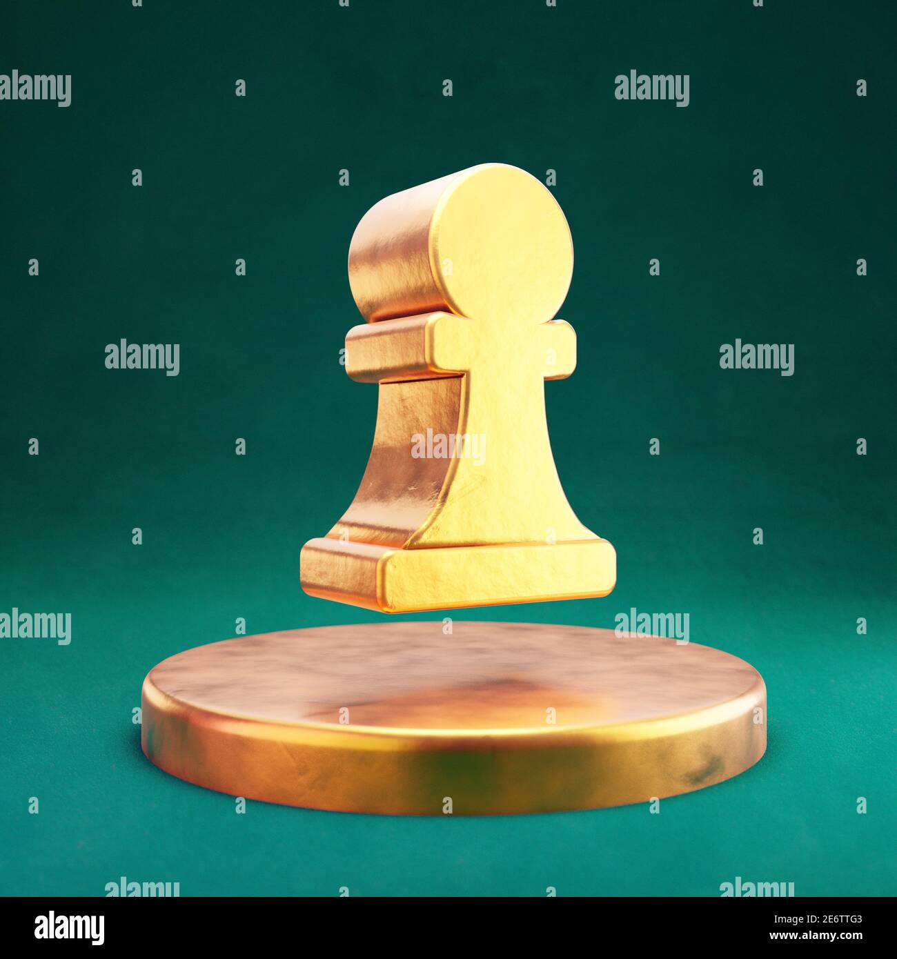 Chess Pawn icon. Fortuna Gold Chess Pawn symbol with Tidewater Green ...